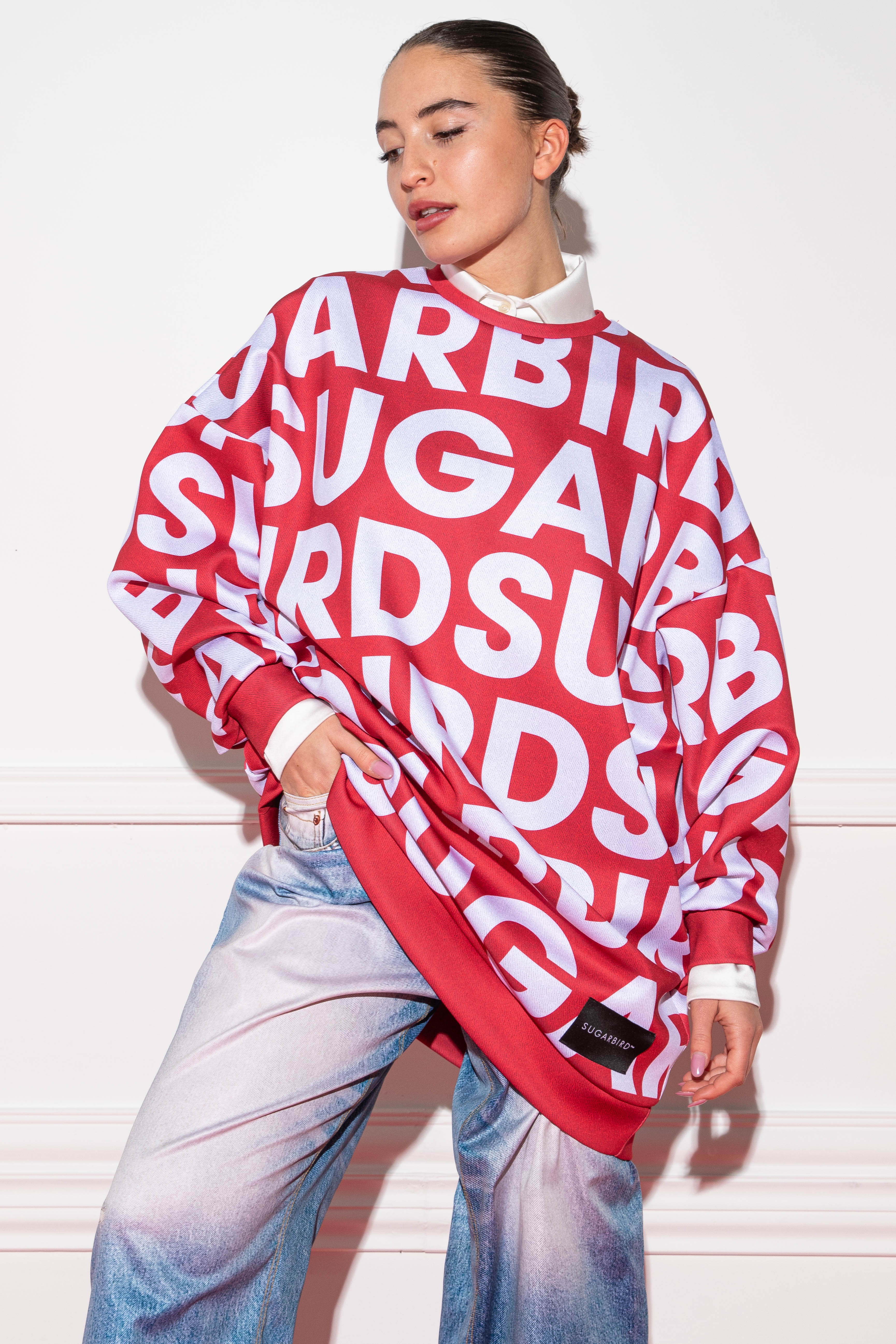 Otti Red Monogram sweater – Sugarbird